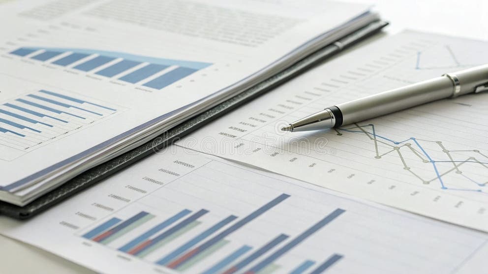 Close-Up of Financial Documents with Graph and Pen Highlighting ...