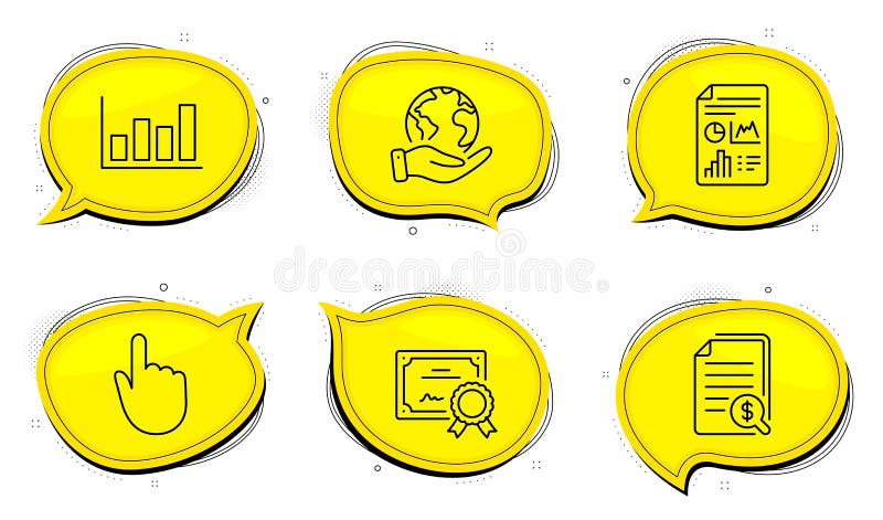 Financial Documents, Hand Click and Report Diagram Icons Set. Report ...
