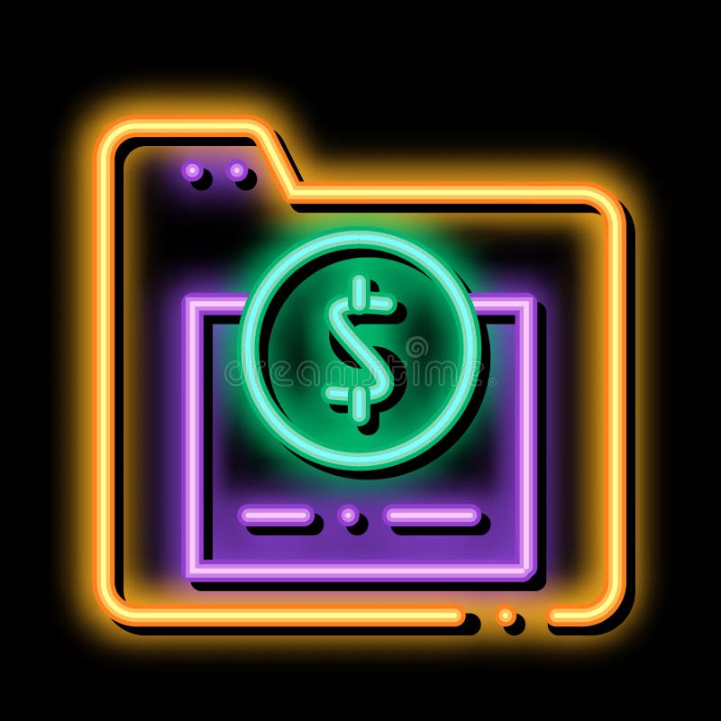 Financial Electronic Computer Folder Neon Glow Icon Illustration Stock ...