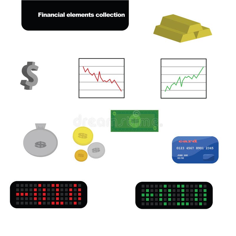 Financial Elements Collection Stock Vector - Illustration of exchange ...