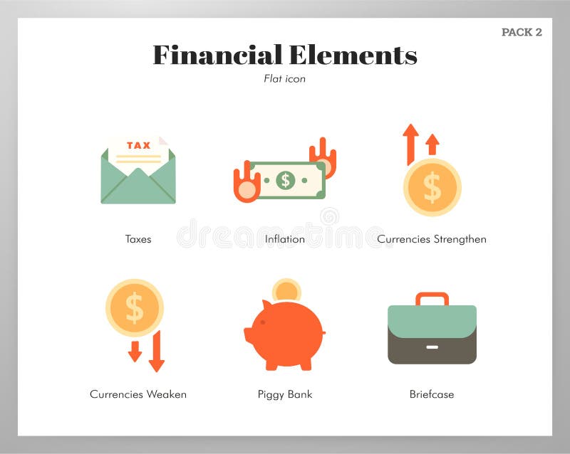 Financial Elements Flat Pack Stock Vector - Illustration of strengthen ...