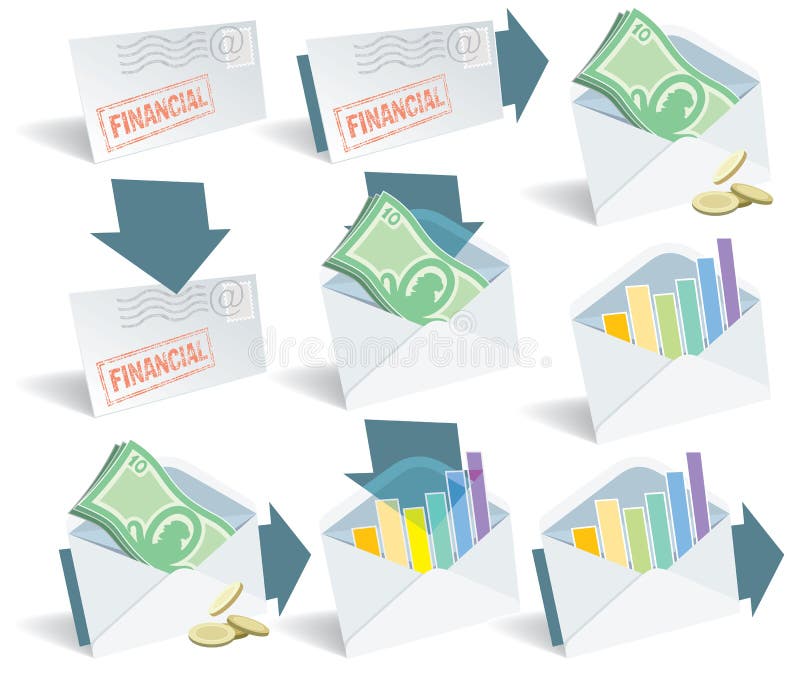 Financial email icons stock vector. Illustration of diagram - 5798699