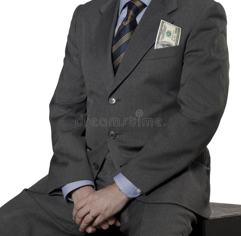 Financial Executive with Dollar Bill Isolated on White Stock Photo ...