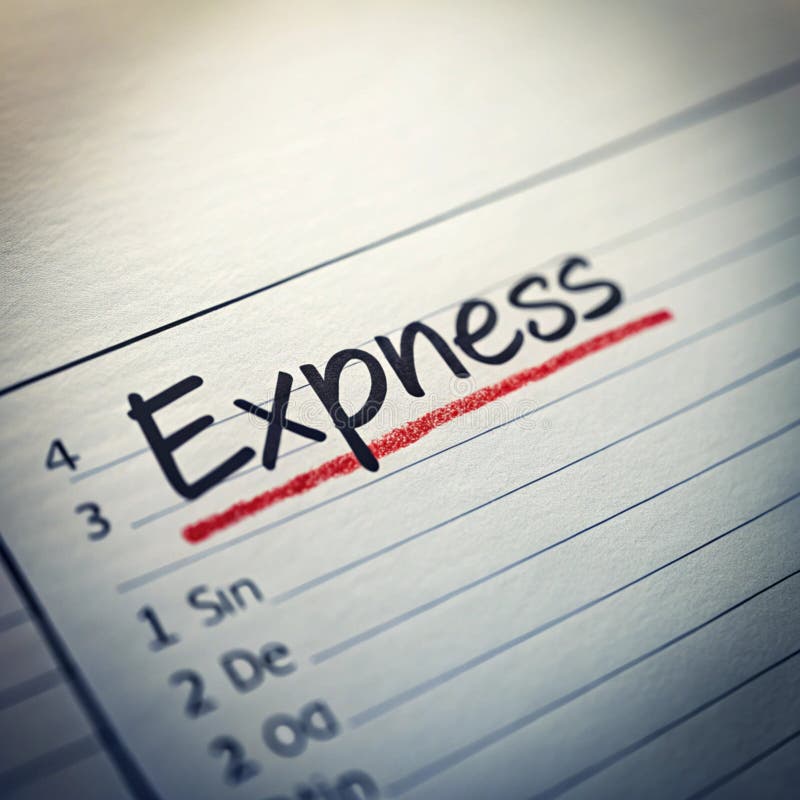 Financial Expenses Tracking Highlighted in Red on a Lined Paper ...