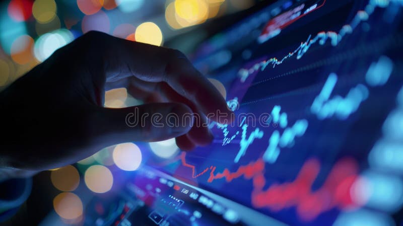 Financial Expert Analyzing Digital Stock Market Data on Screen Stock ...
