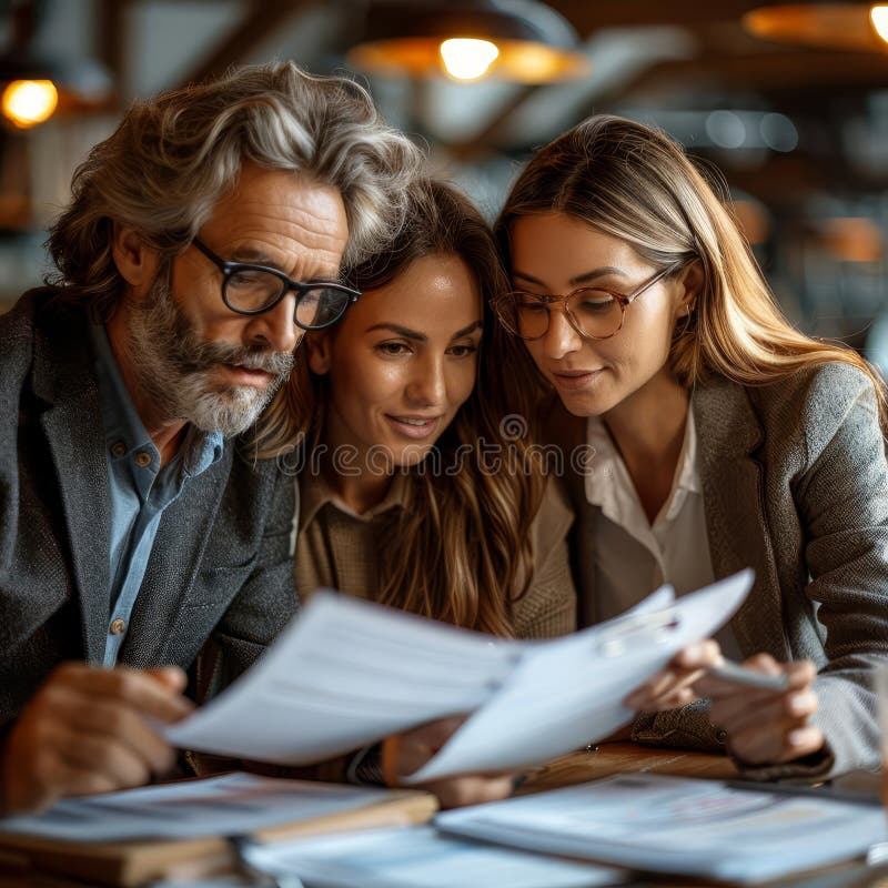 Financial Expert Explaining Mortgage Terms To a Couple Pointing at ...