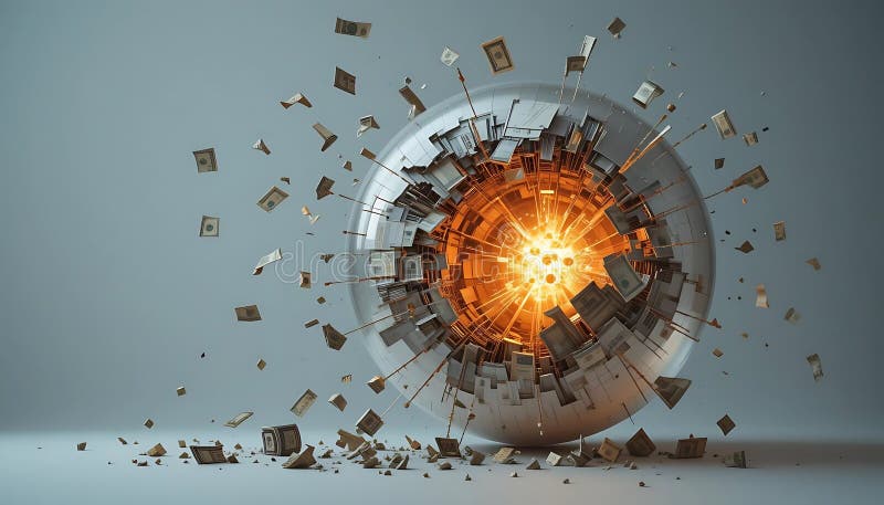 Financial Explosion a Sphere of Money Shattering and Dispersing Wealth ...
