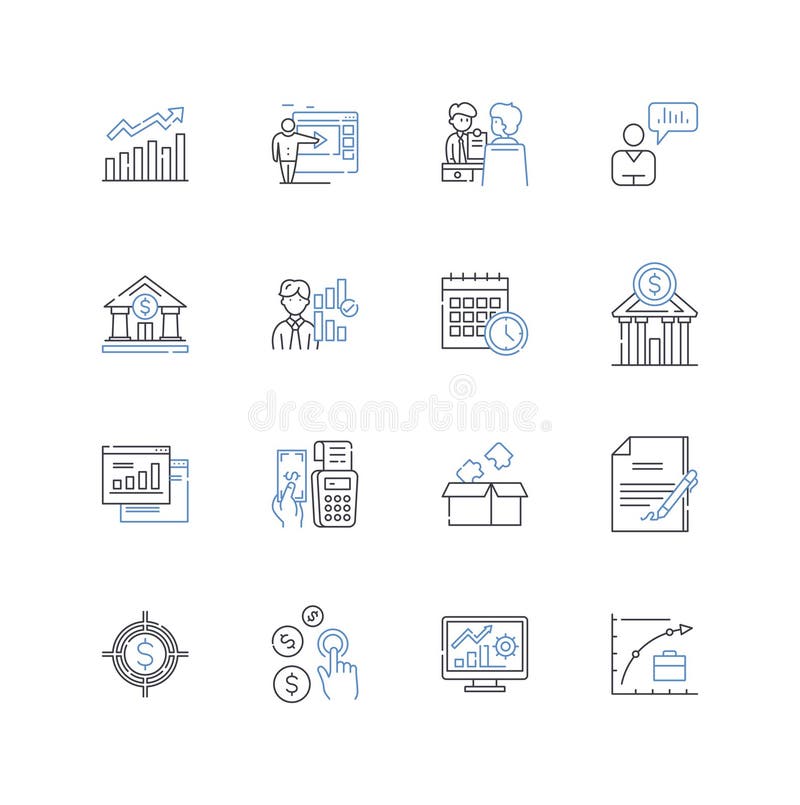 Financial Forecasting Line Icons Collection Projection Estimate Forecast Prediction