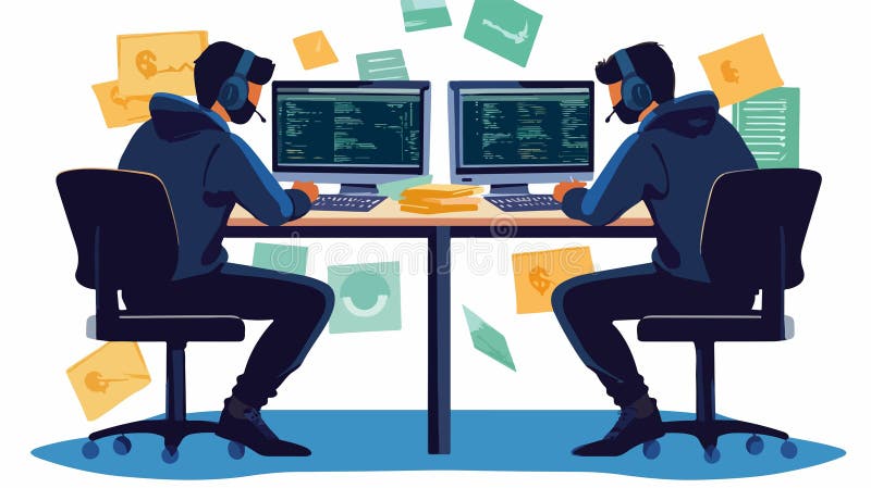 Financial Fraud Crimes Cartoon Banners with Hackers Stock Vector ...