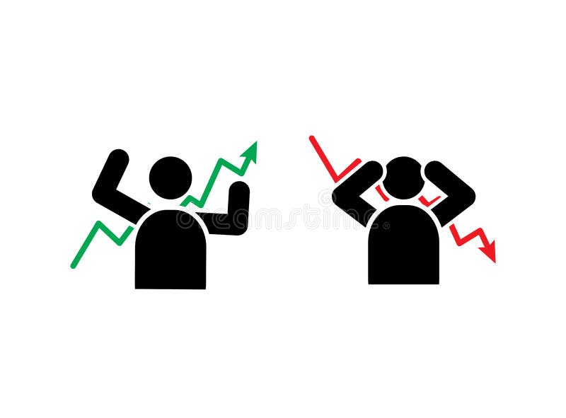Financial Gain and Financial Loss Character Icon Stock Vector ...