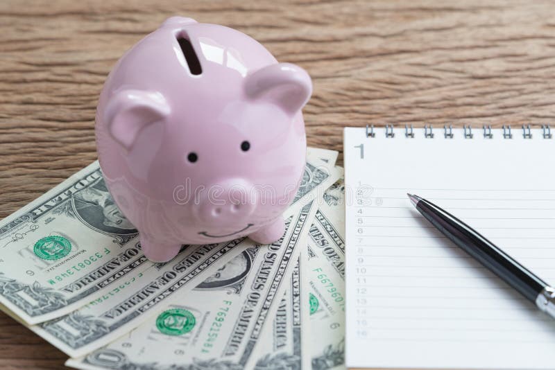 Financial Goals, Expense or Saving Write Down, Pen on Paper Note Stock ...