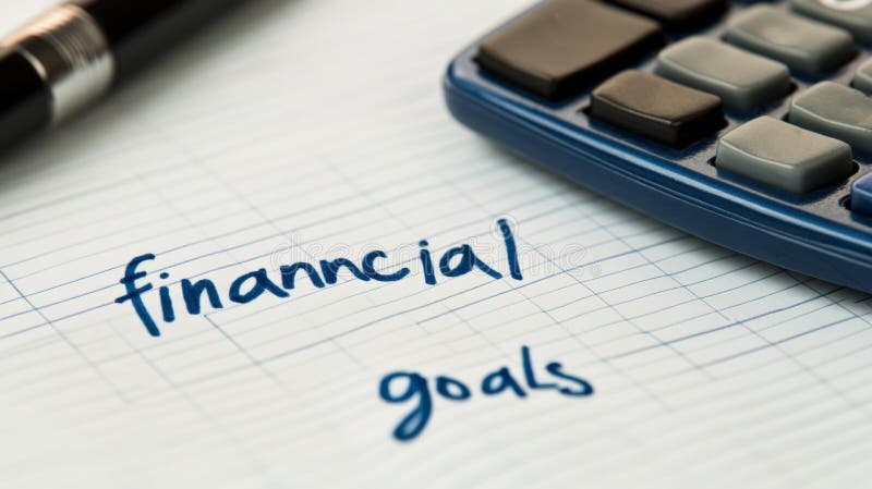 Financial Goals Written on Grid Paper with Calculator Stock ...