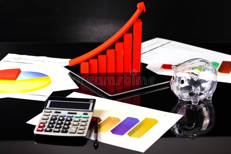 Financial Graph, Calculator and Chart Stock Image - Image of plan ...