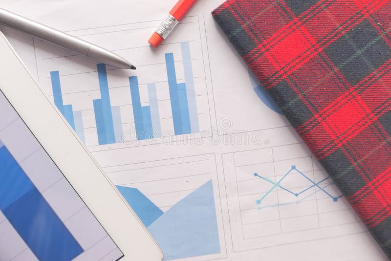 Financial Graph, Calculator and Notepad on Table Stock Image - Image of ...