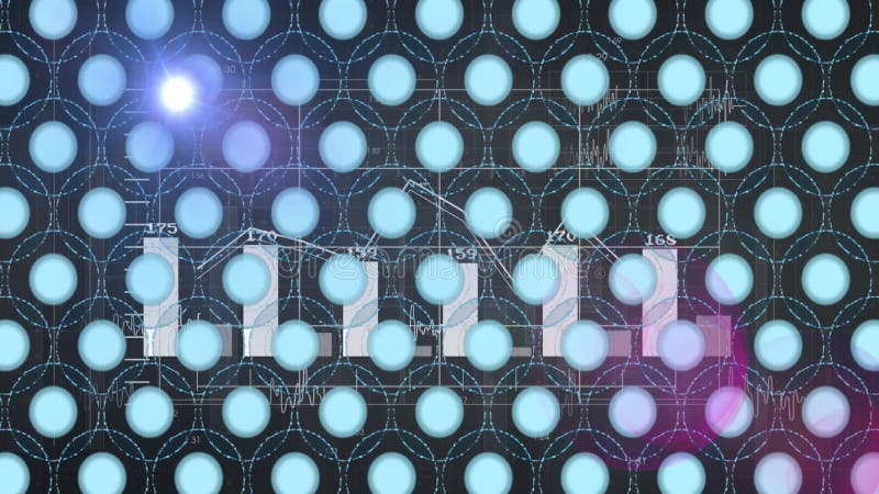 Financial Graph with Glowing Blue Circles and Data Animation in ...