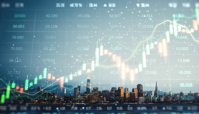 Financial Chart Depicting City Skyline Upward Trend Stock Photos - Free ...