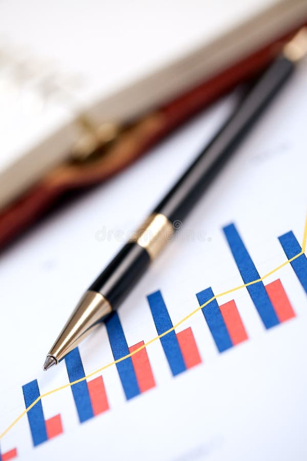 Financial graph and pen stock photo. Image of leadership - 14952886