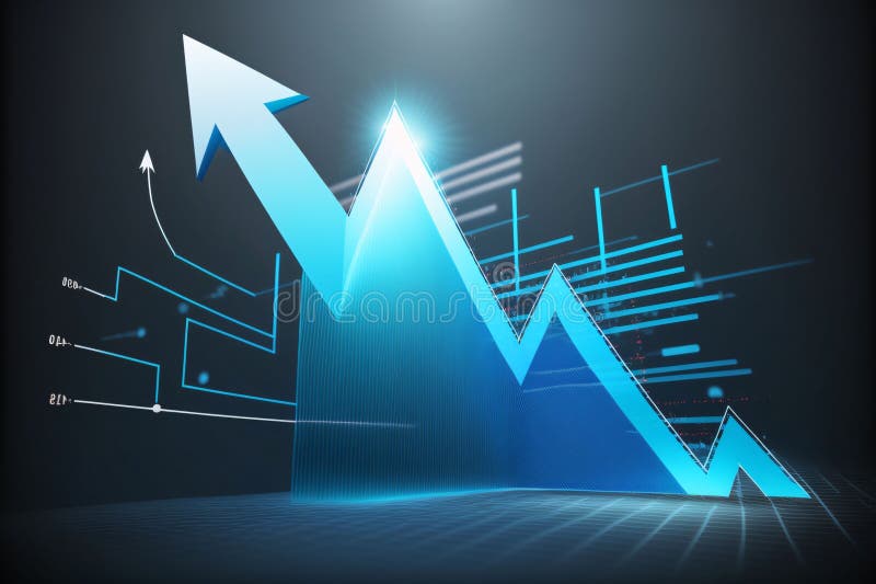 Financial Graph Showing Growth in Blue Light, 3d Render and ...