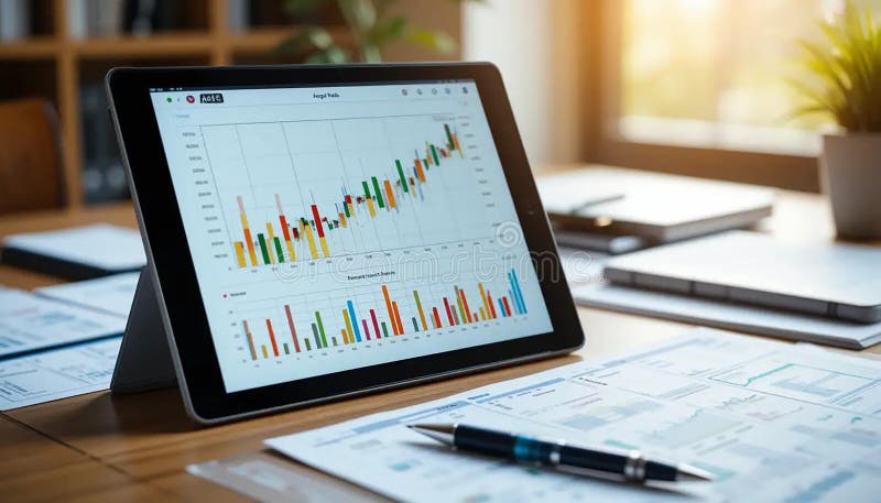 Financial Graph on Tablet with Accounting Documents Stock Photo - Image ...