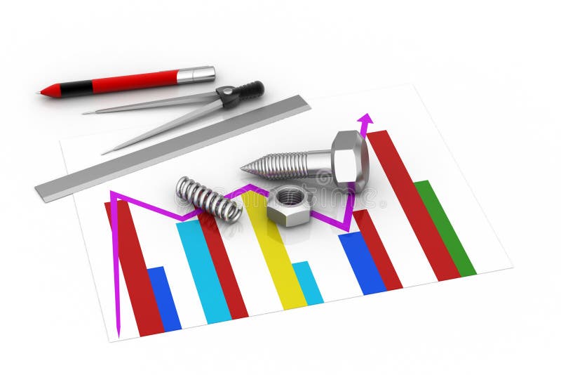 Financial graph with tools stock illustration. Illustration of designer ...