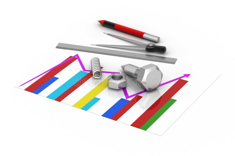 Financial graph with tools stock illustration. Illustration of ...