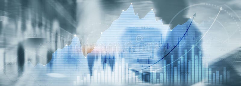 Financial Graphs and Analytics for Investment Solution. Double Exposure ...