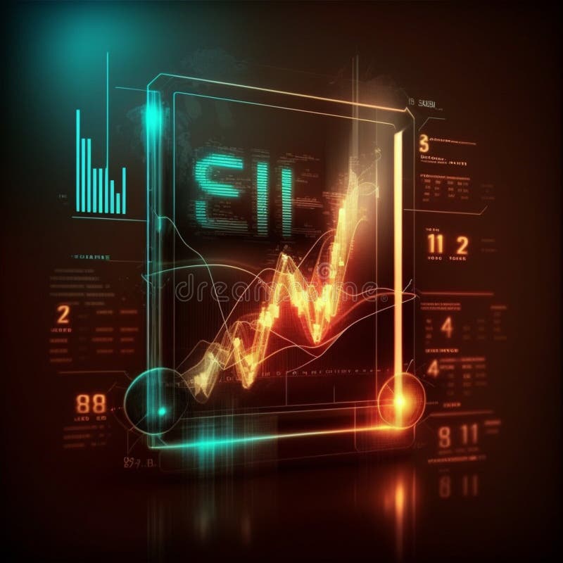 Financial Graphs Glowing Lines and Diagram, Generative AI Stock ...