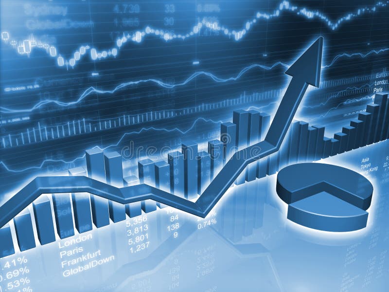 Financial Graphs with Pie Chart Stock Illustration - Illustration of ...