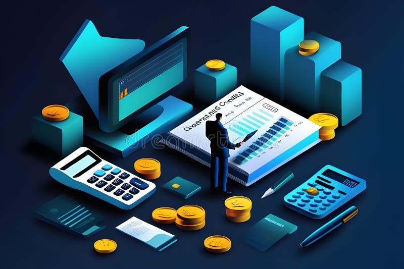 Financial Growth, Accounting and Analyzing Data Isometric Concept Stock ...