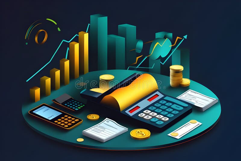 Financial Growth, Accounting and Analyzing Data Isometric Concept Stock ...
