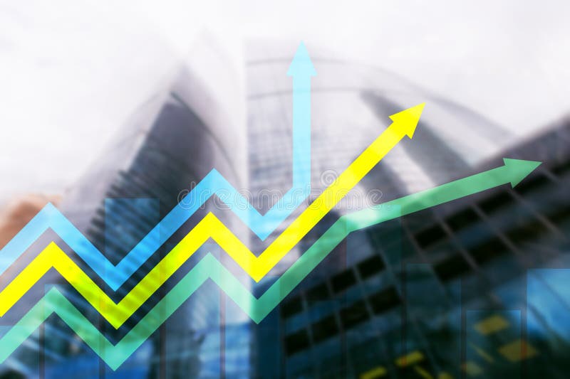 Financial Growth Arrows Graph. Investment and Trading Concept Stock ...