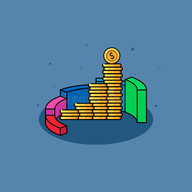 Financial Growth Chart with Coin Stack Stock Vector - Illustration of ...