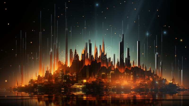 Financial Growth Chart on Modern World Background Stock Illustration ...