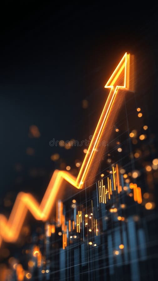 Financial Growth Chart with Upward Trend Highlighted by Glowing Orange ...