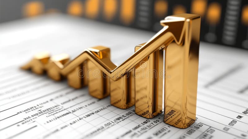 Financial Growth Concept with Gold Arrow and Bar Graph on Financial ...