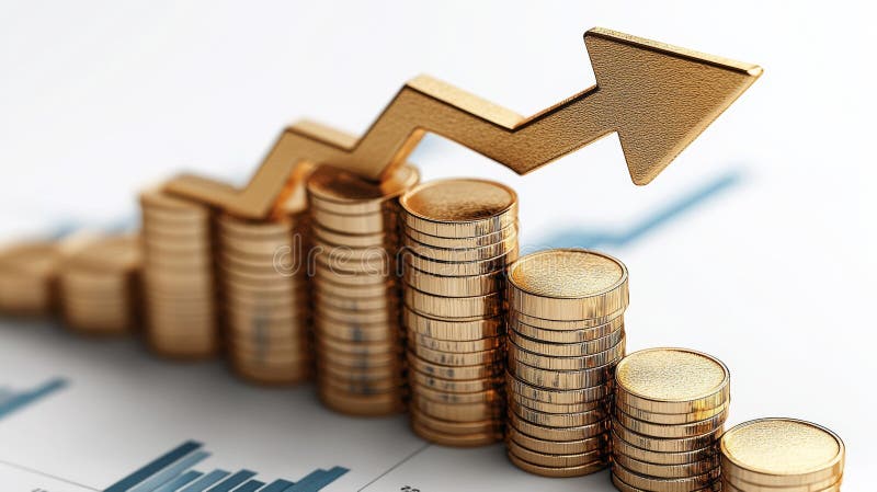 Financial Growth Concept with Gold Arrow and Bar Graph for Economic ...