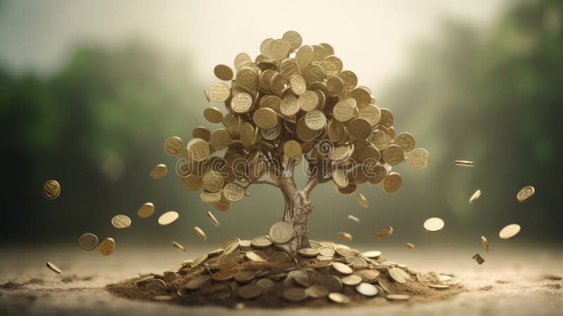 Financial Growth Concept of a Money Tree. Generative AI Stock ...