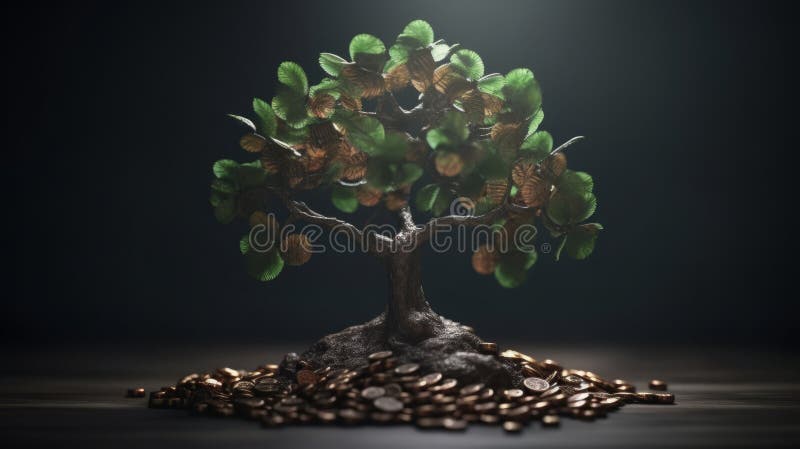 Financial Growth Concept of a Money Tree. Generative AI Stock ...