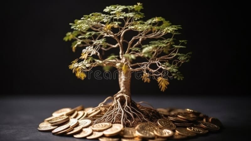 Financial Growth Concept of a Money Tree. Generative AI Stock ...