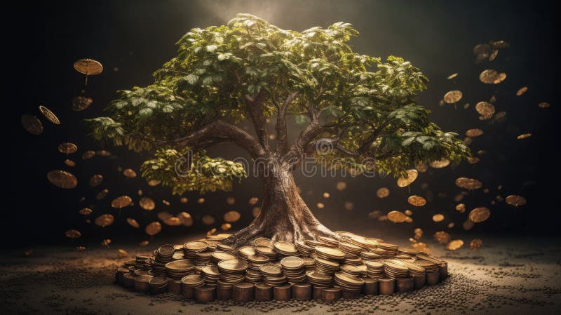 Financial Growth Concept of a Money Tree. Generative AI Stock ...