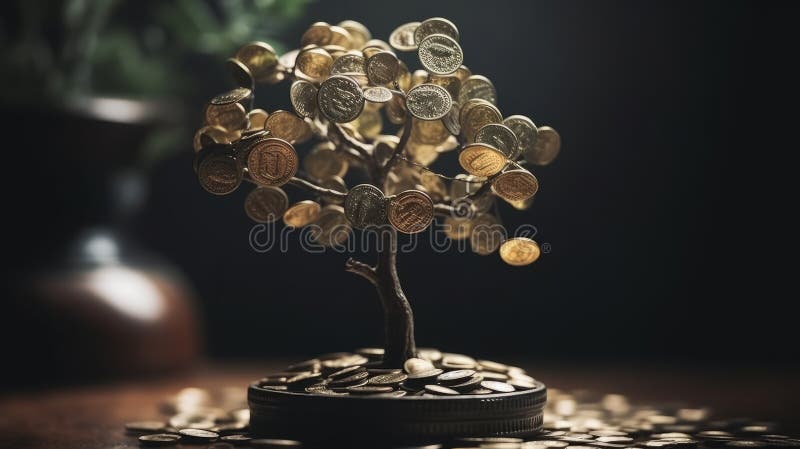 Financial Growth Concept of a Money Tree. Generative AI Stock ...