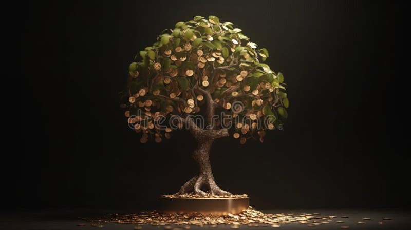 Financial Growth Concept of a Money Tree. Generative AI Stock Photo ...