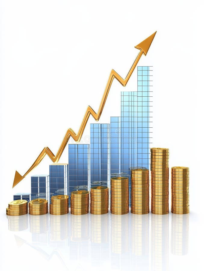 Financial Growth Graph with Coins and Bars a Visual Representation of ...