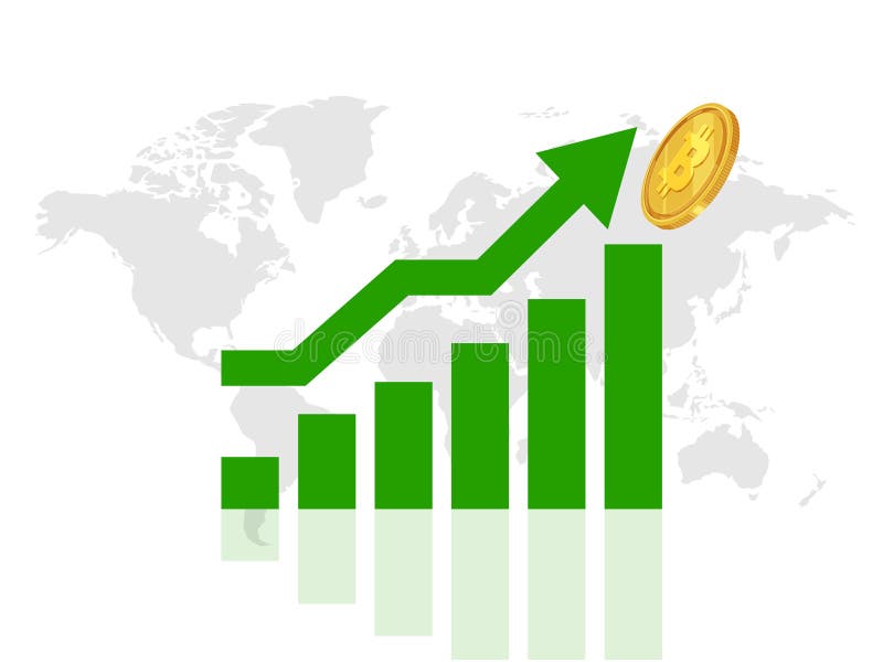 Financial Growth Graph with Gold Coin and World Map Stock Illustration ...