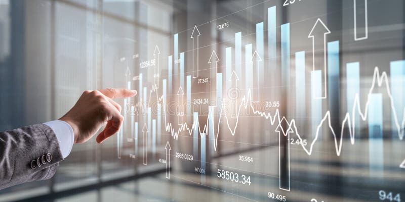 Financial Growth Graph on Virtual Screen. Sales Increase, Marketing ...