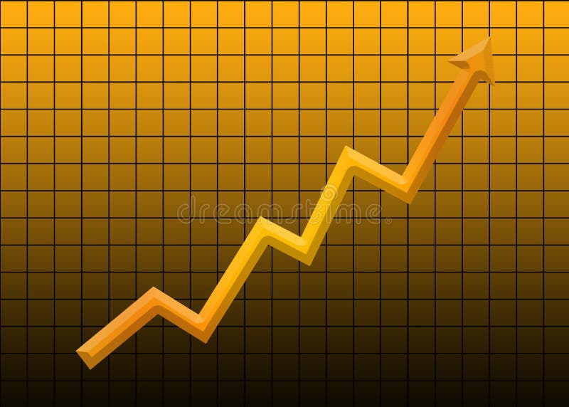 Financial Growth Graph. Yellow Upward Arrow 3d Illustration Stock ...