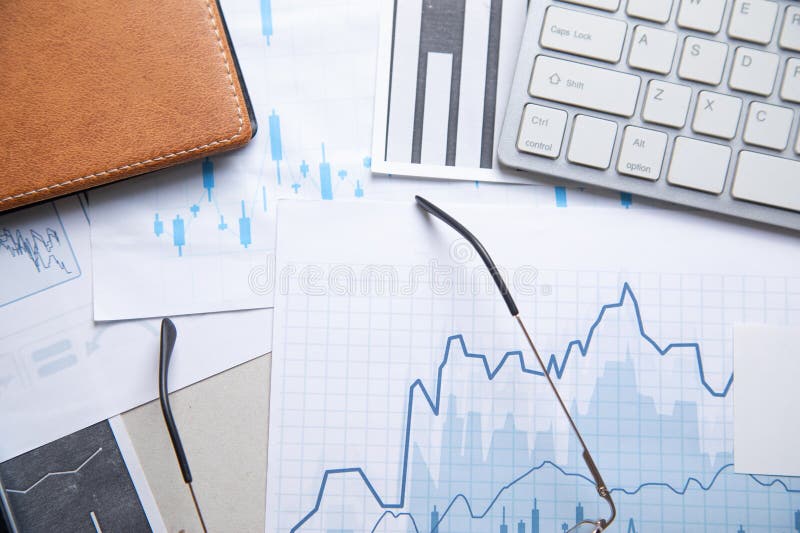Financial Growth Graphs with a Business Objects. Business Stock Illustration - Illustration of ...