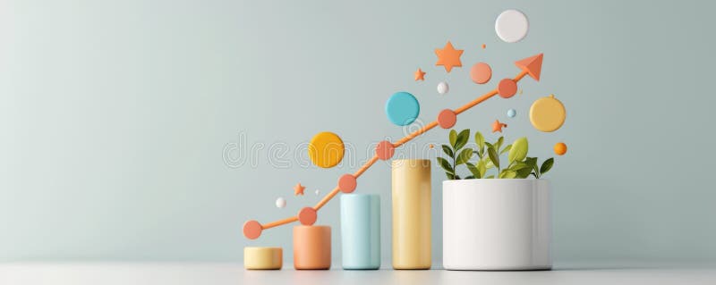 Financial Growth, Increasing Graph, 3D Illustration, Progress Concept ...