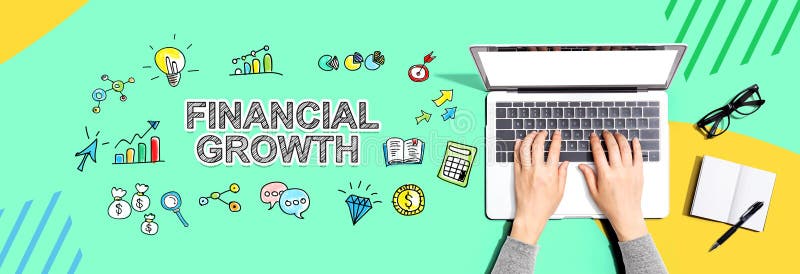 Financial Growth with Person Using a Laptop Stock Image - Image of ...