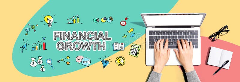 Financial Growth with Person Using a Laptop Stock Image - Image of ...